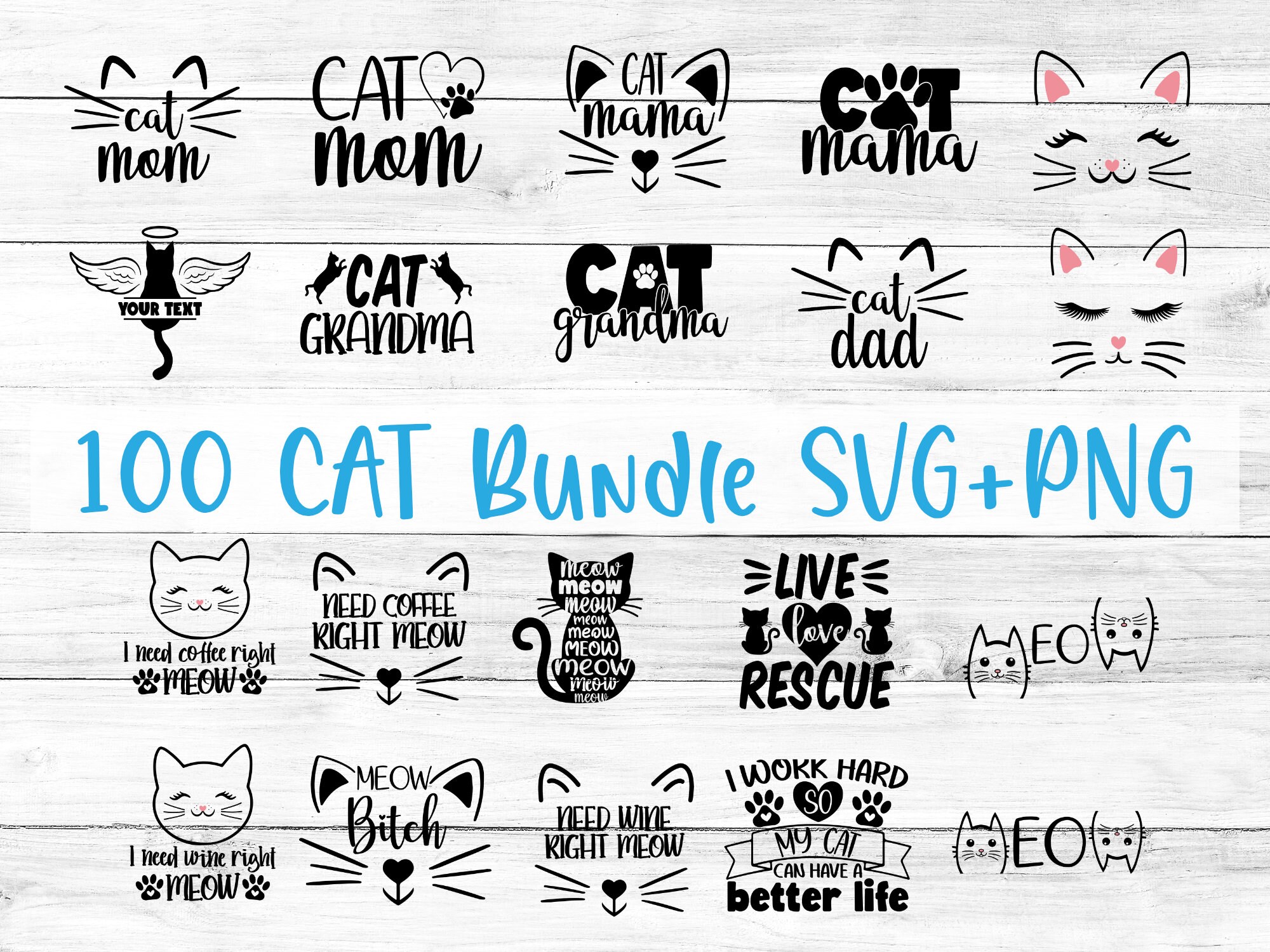 Cat Silhouette Cat Head SVG Cat SVG Cat Face SVG Cat Cut Files Cat ...