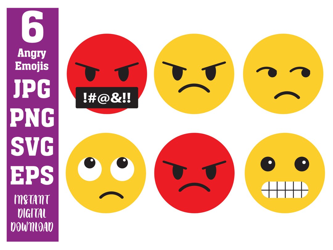 Angry Smiley Face Svg Emoji Face Svg Yellow Smiley Face Svg Emoji Svg ...
