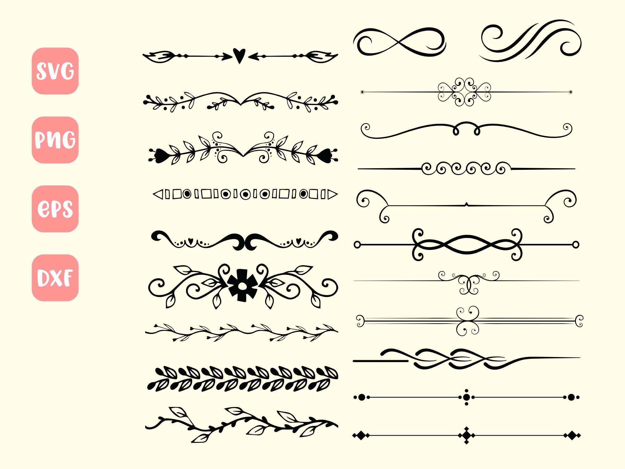120 Decorative Elements SVG Ornaments Svg Flourishes SVG Swirls SVG ...