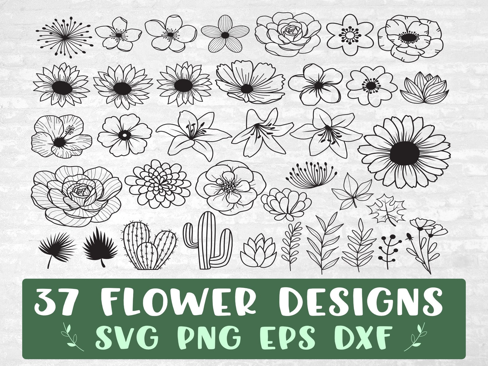 37 Flower SVG Bundle Floral Svg Bundle Floral Png Bundle Wildflowers ...