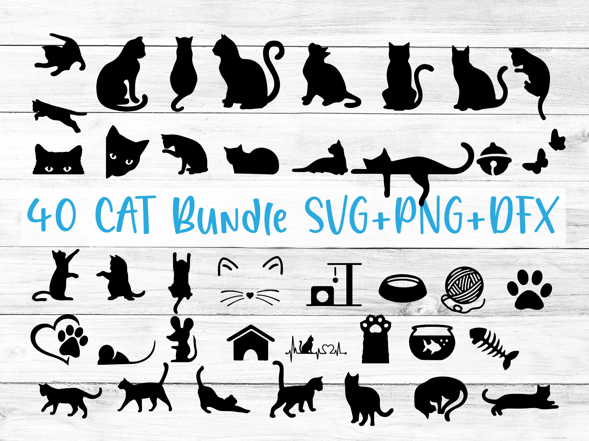Cat Silhouette Cat Head SVG Cat SVG Cat Face SVG Cat Cut Files Cat ...