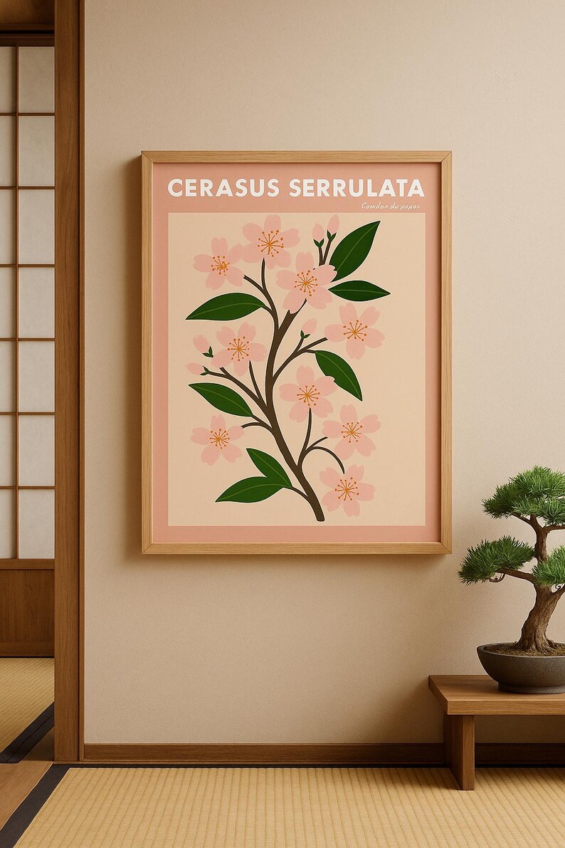 Cherry Tree Poster A4 – Cherry Blossom Botanical Illustration, Vintage ...