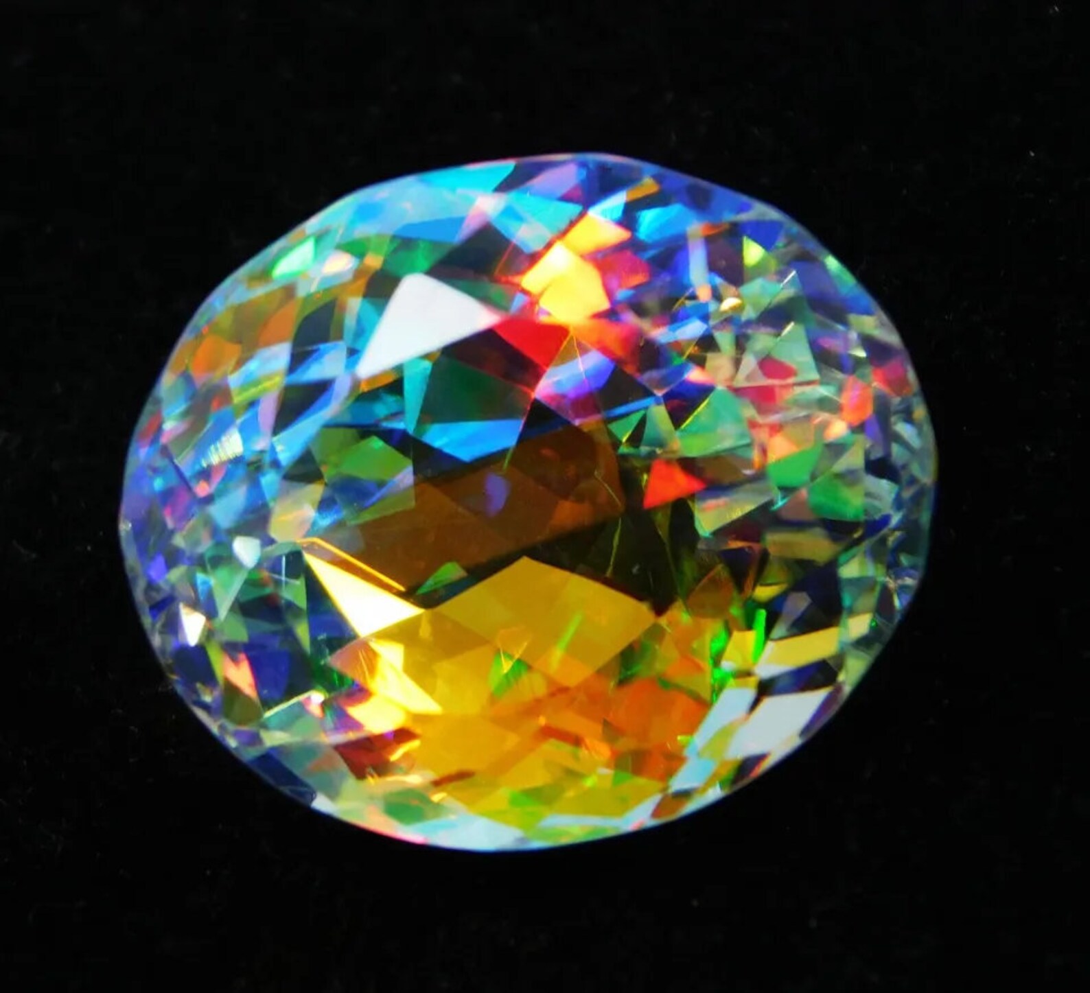 30 Carat Certified Magical AAA+ Rainbow Quartz Mystic Topaz Oval Shape ...