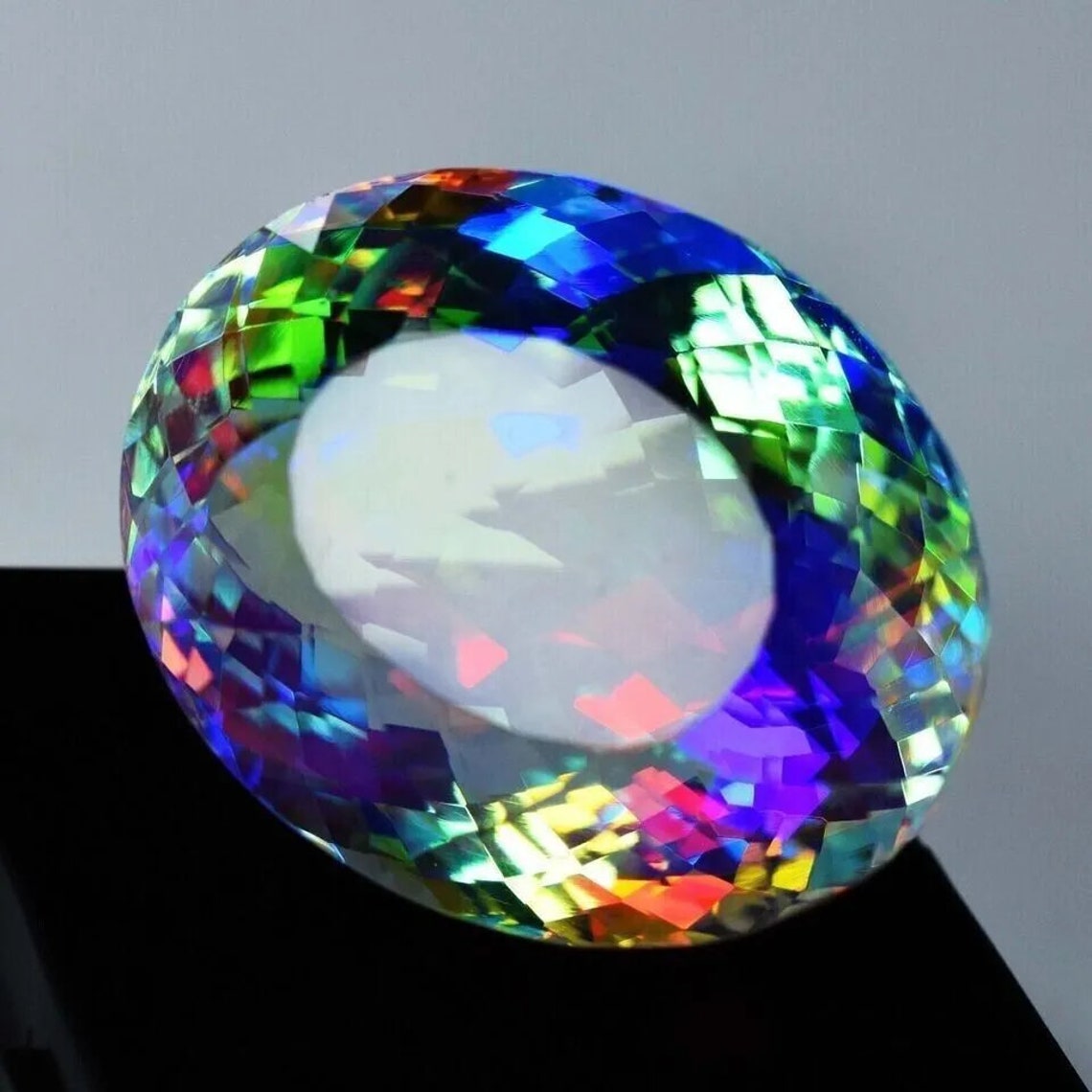 30 Carat Certified Magical AAA+ Rainbow Quartz Mystic Topaz Oval Shape ...