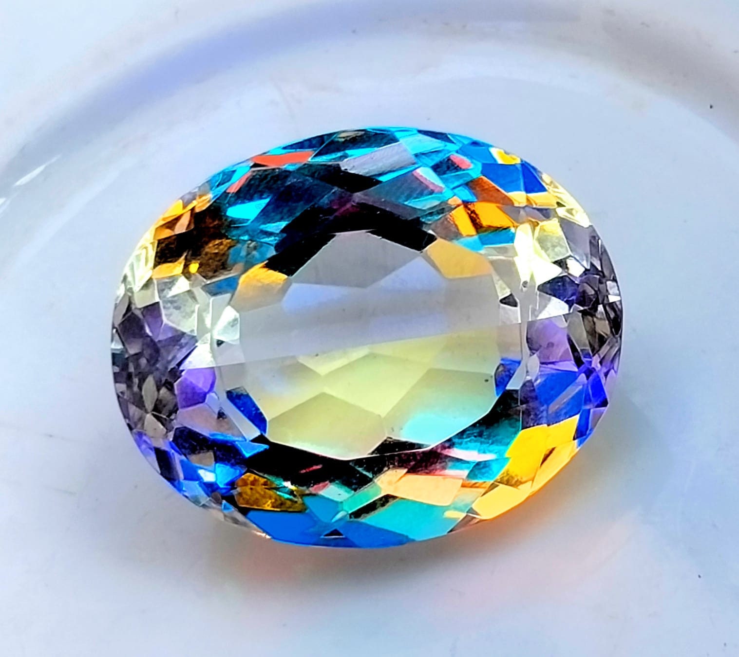 30 Carat Certified Magical AAA+ Rainbow Quartz Mystic Topaz Oval Shape ...