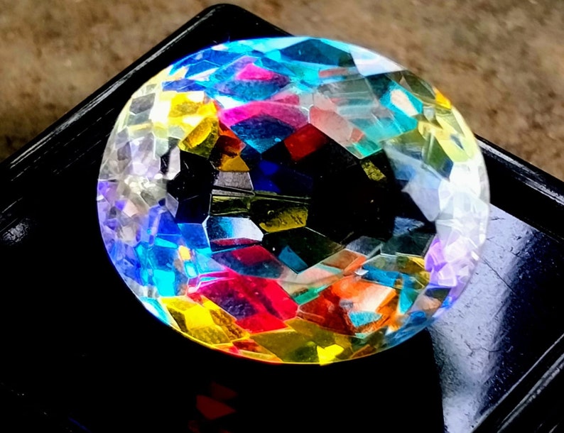 30 Carat Certified Magical AAA+ Rainbow Quartz Mystic Topaz Oval Shape ...
