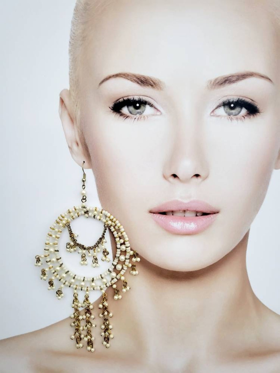 Pearl Large Chandelier Earrings - Etsy