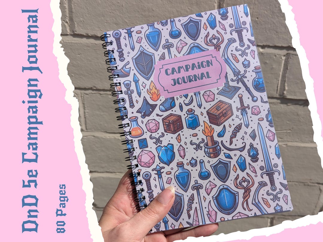 Dungeons and Dragons Campaign Journal for Dnd 5e, Pastel Weapons Cover ...