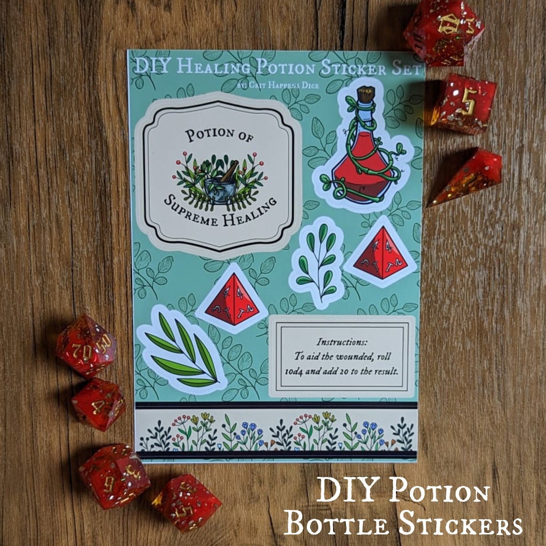 Potion of Supreme Healing DIY Sticker Sheet DND Healing Potion Make ...