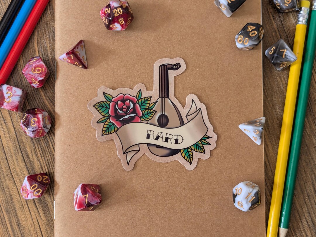 Bard Tattoo Style Laminated Sticker: TTRPG, Dnd, Pathfinder - Etsy