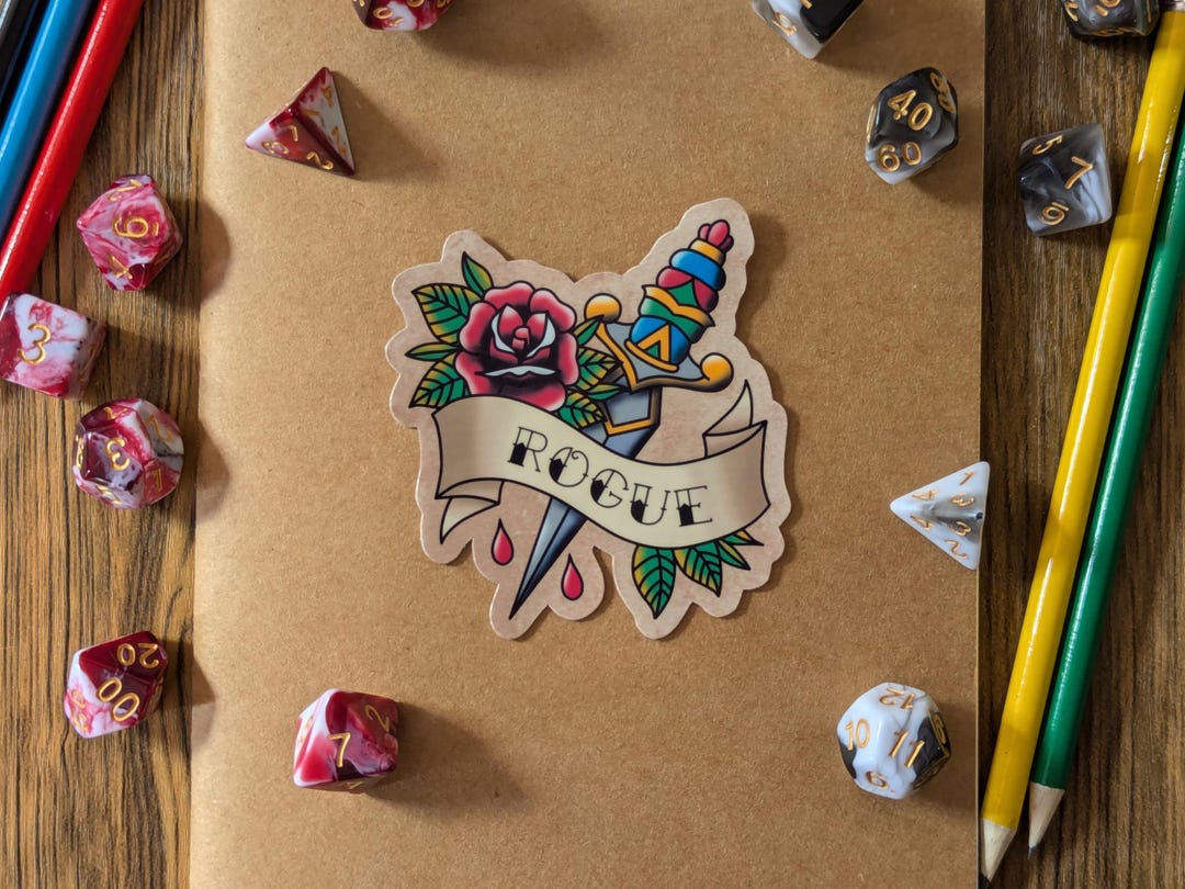 Rogue Tattoo Style Laminated Sticker: TTRPG, Dnd, Pathfinder - Etsy