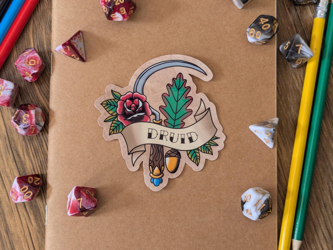Druid Tattoo Style Laminated Sticker: TTRPG, Dnd, Pathfinder - Etsy