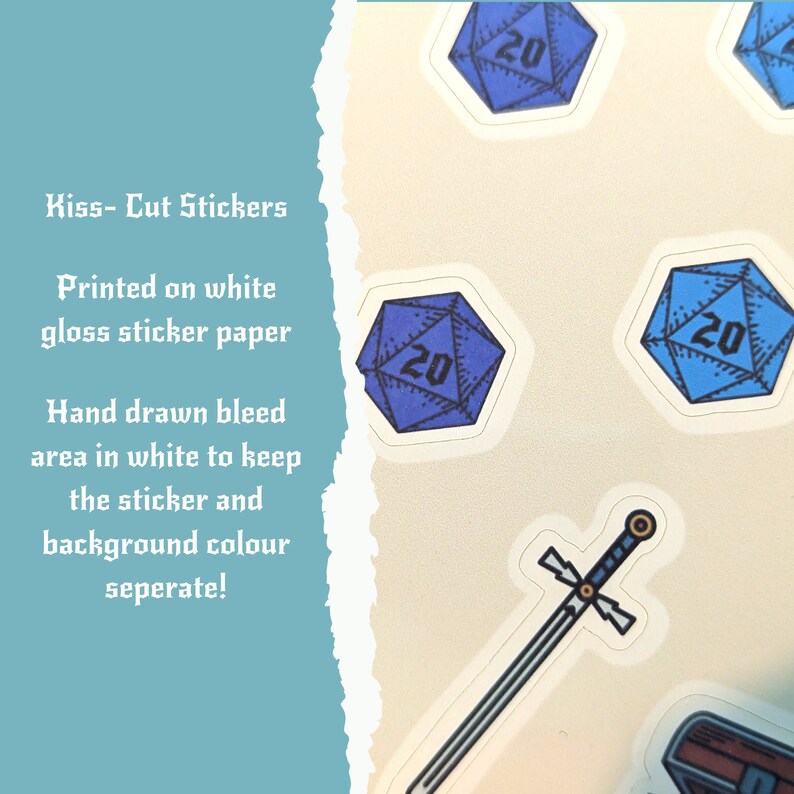 Blue Dice Sticker Sheet Dnd Stickers Bujo Scrapbook Stickers Planner ...