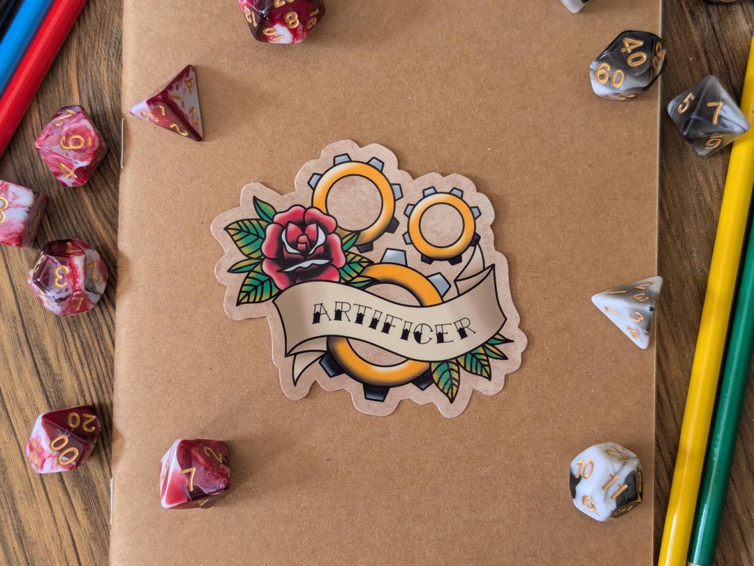 Artificer Tattoo Style Laminated Sticker: TTRPG, Dnd, Pathfinder - Etsy