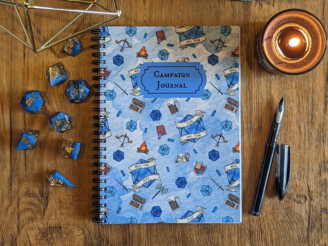 Deluxe Dnd 5e Campaign Journal: 'roll the Dice' Blue Notebook - Etsy