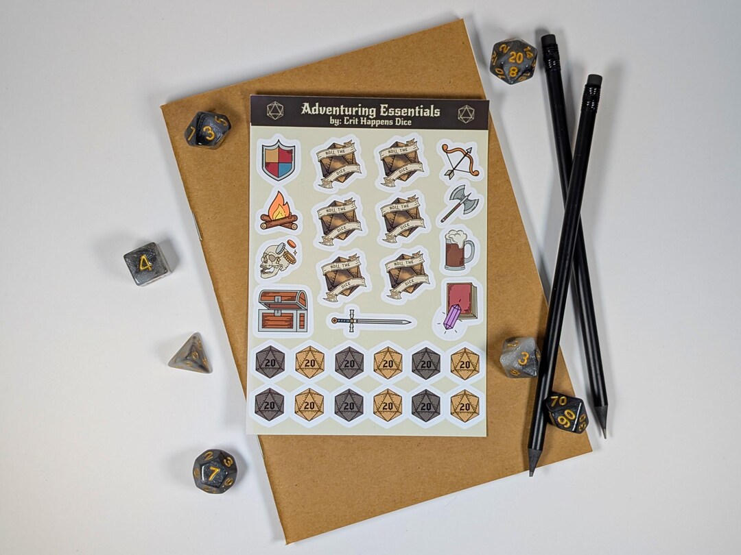 Dnd Black Dice Sticker Sheet: RPG Stickers for Planners & Journals - Etsy