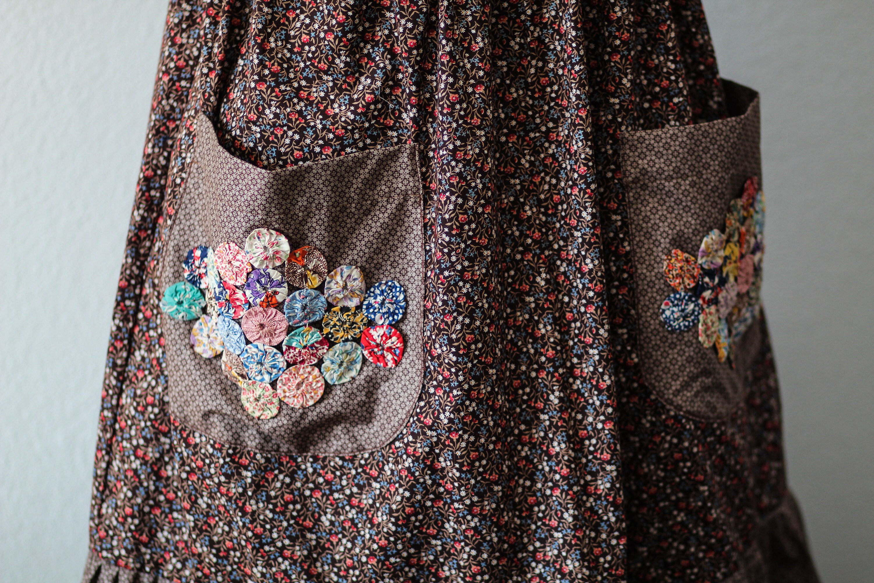 Prairie Dress Cotton Ruffles Floral Vintage Calico Fabric and Patchwork ...