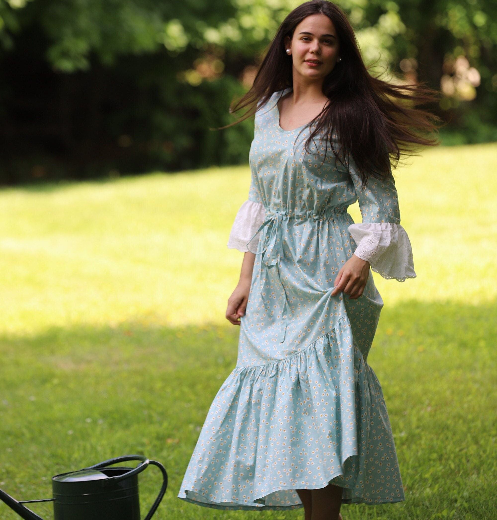 Prairie Dress Cotton Lace Ruffles Calico Theprairiedress Pullover V ...