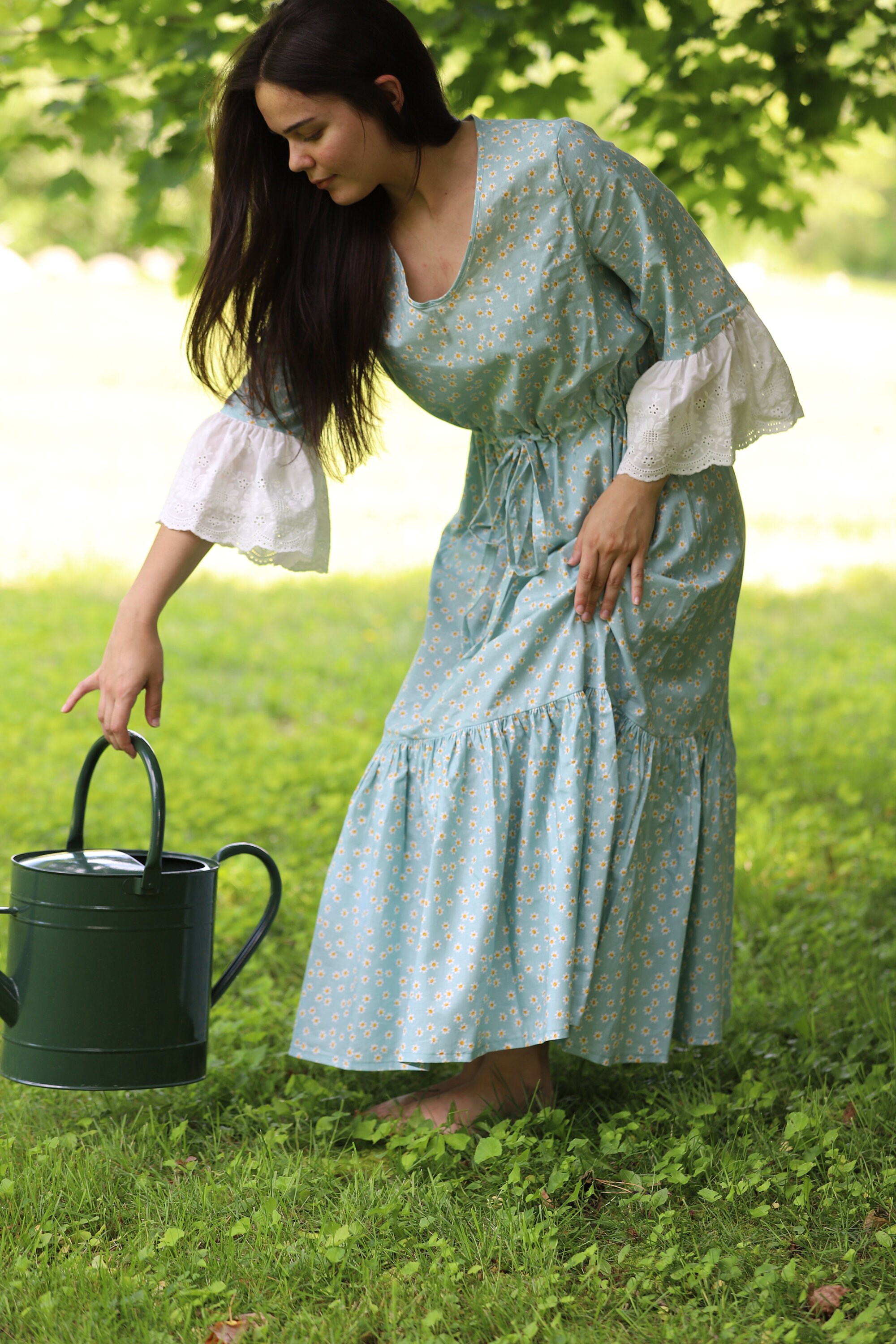 Prairie Dress Cotton Lace Ruffles Calico Theprairiedress Pullover V ...