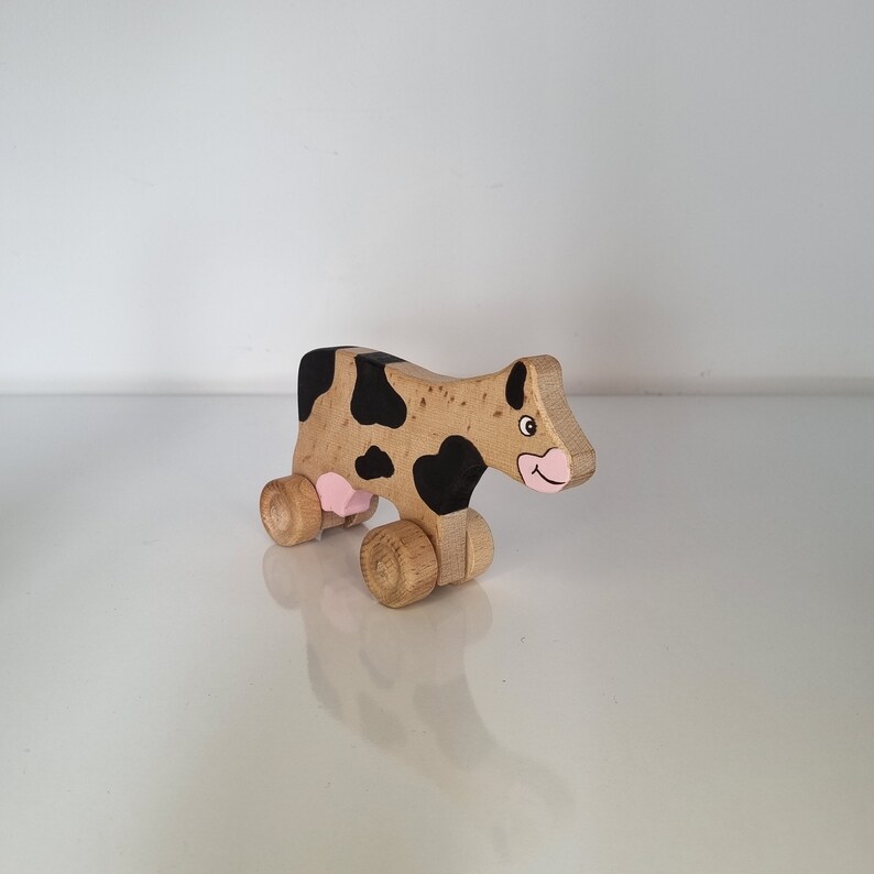 WOODEN COW TOYS, Wooden Sensory Animal Toys, Montessori Educational ...