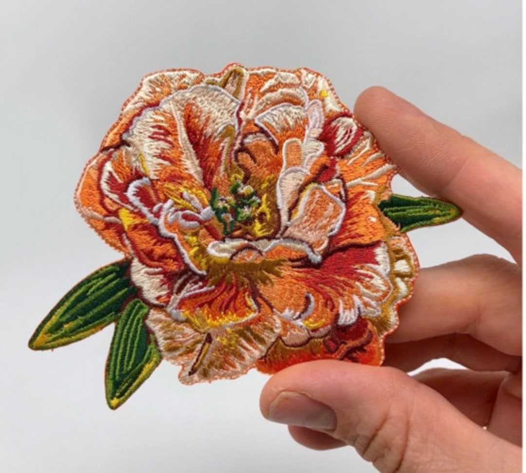 Iron-on Embroidery Patch, Tulip - Orange Embroidered Decorative Patch ...