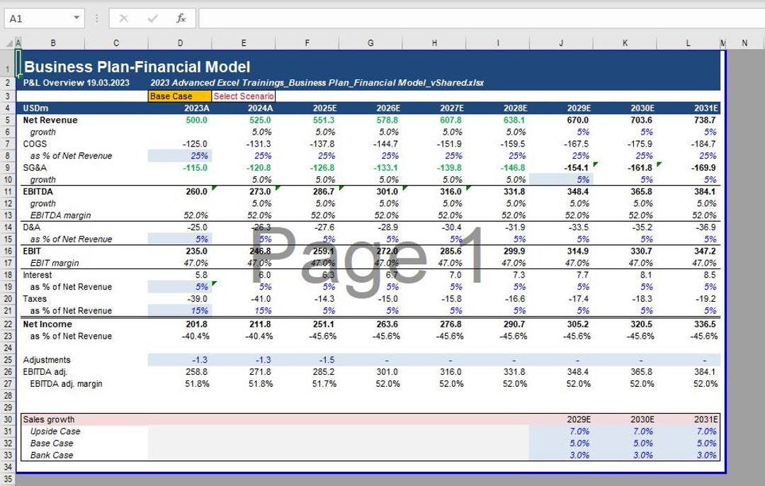 Excel Business Model Template