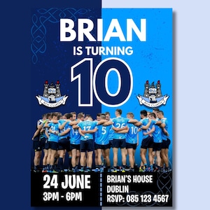 EDITABLE Dublin GAA Birthday Invitation Instant Download Canva Editable ...