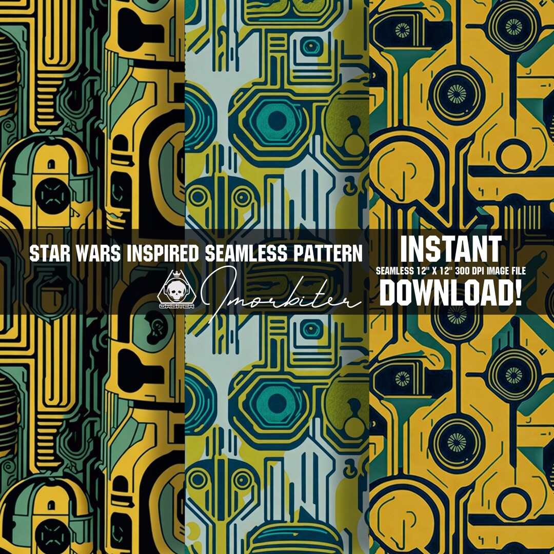 Green Retro Bauhaus Star Wars Inspired Seamless Pattern for Print Minimalist Graphic Abstract ...