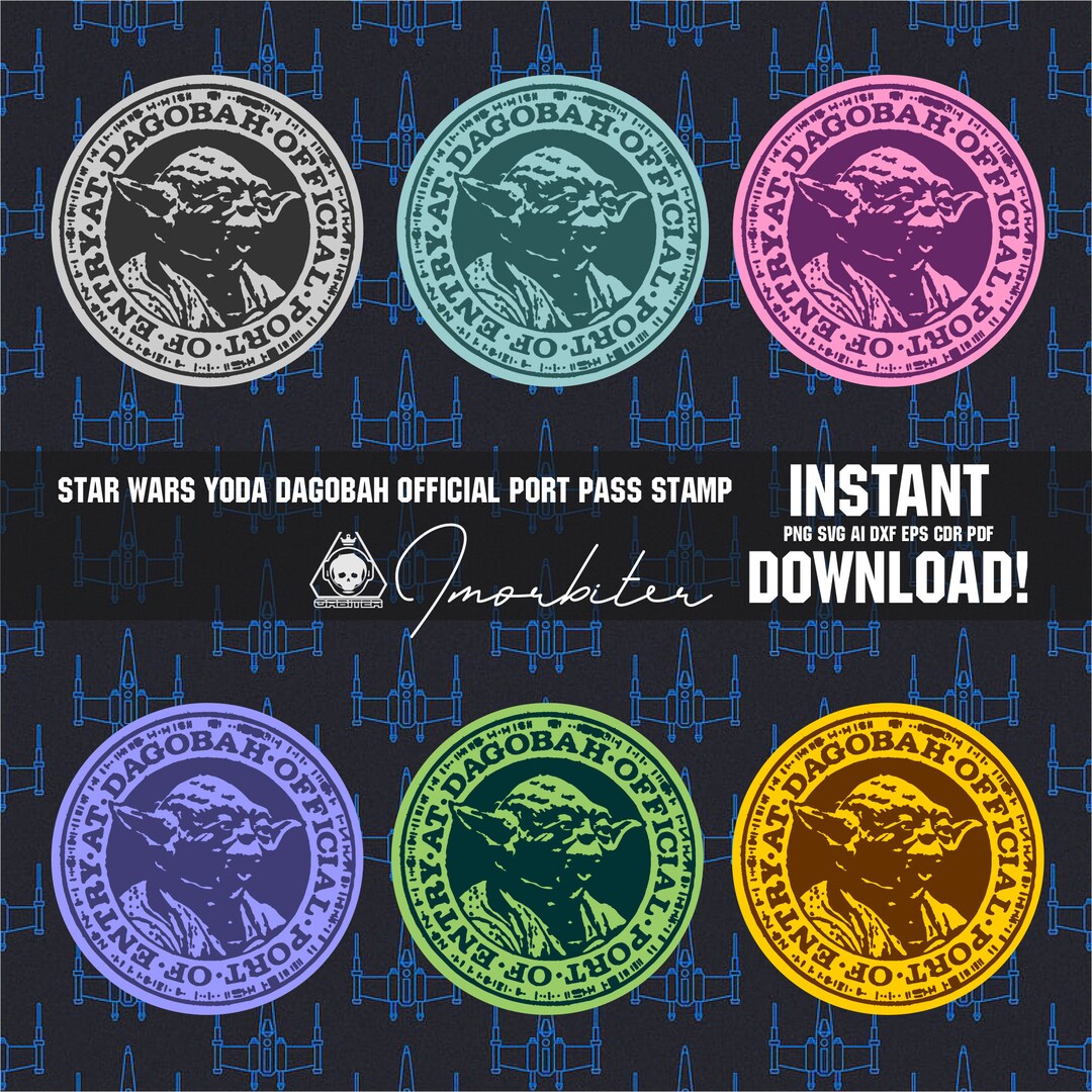 Star Wars Yoda Dagobah Official Port Stamp Pass Digital Vector Files ...