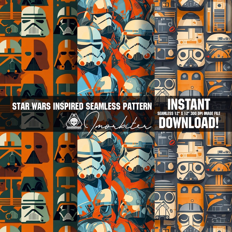 Modern Minimalist Retro Star Wars Inspired Seamless Pattern for Fabric ...