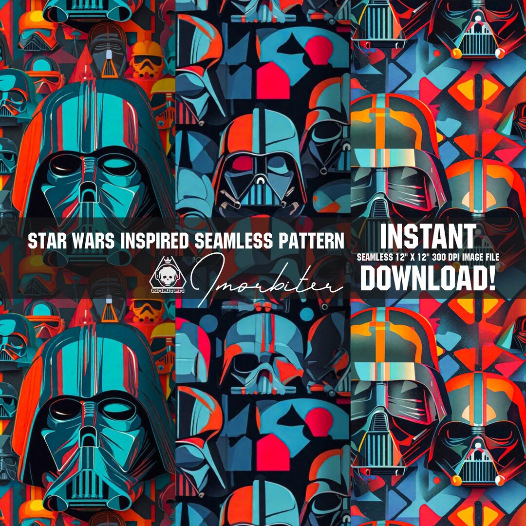 Psychedelic Retro Abstract Inspired Star Wars Seamless Pattern for ...