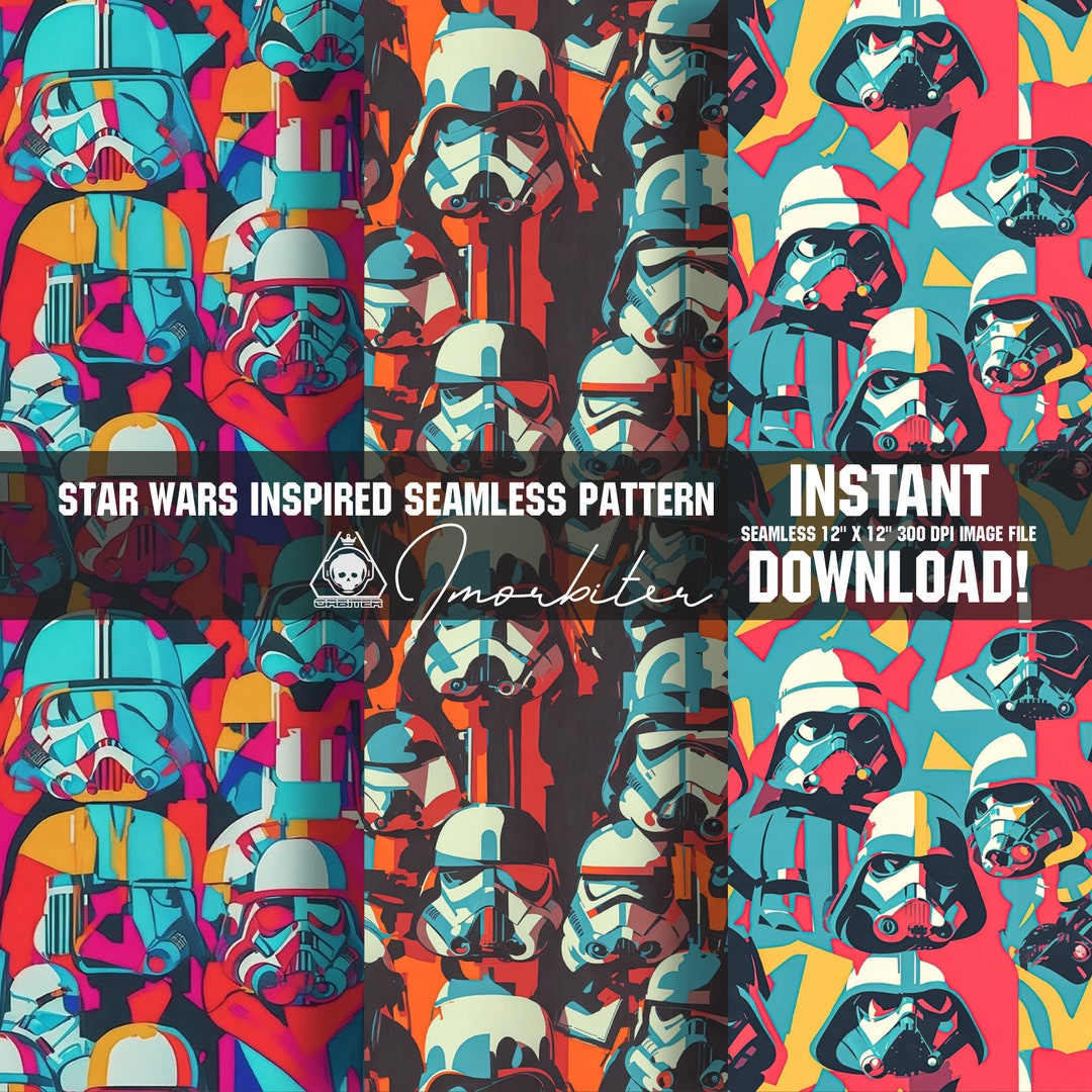 Retro Abstract Psychedelic Star Wars Inspired Seamless Pattern for ...