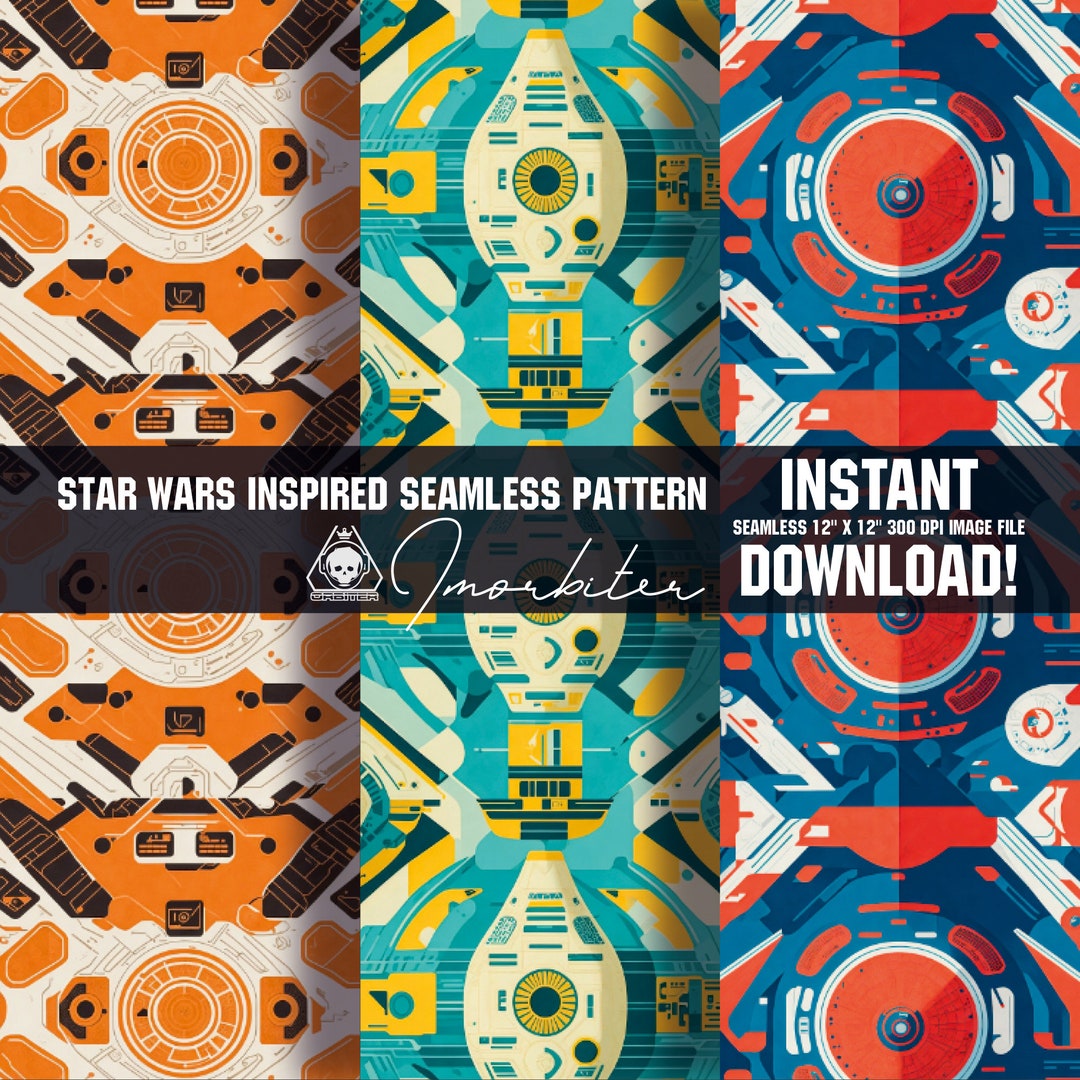 Minimalist Modern Retro Star Wars Inspired Seamless Spaceship Pattern ...