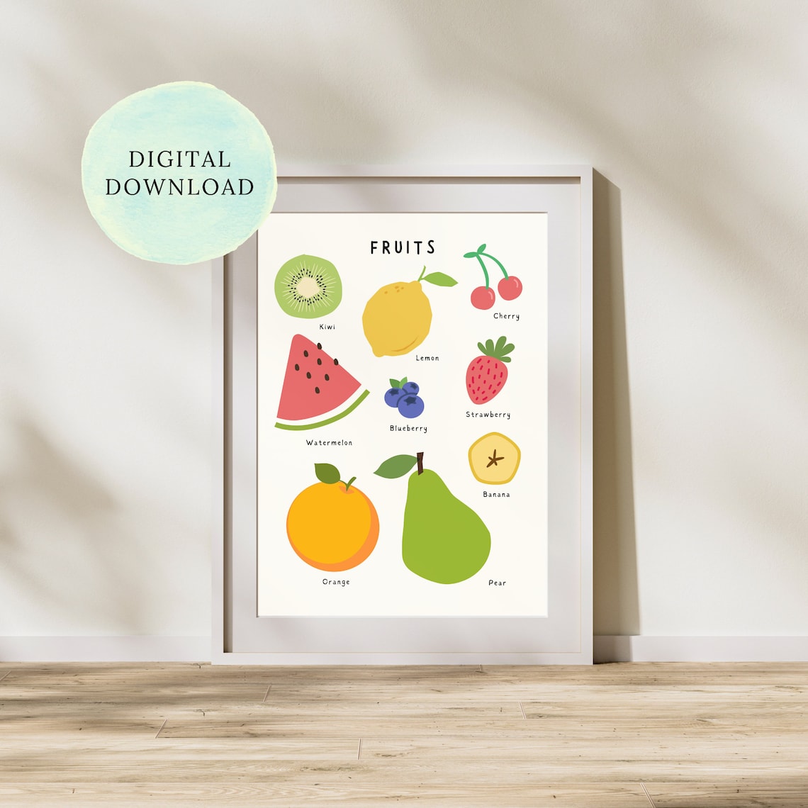 Fruits Educational Poster for Kids' Rooms, Fruits Educational Print for ...