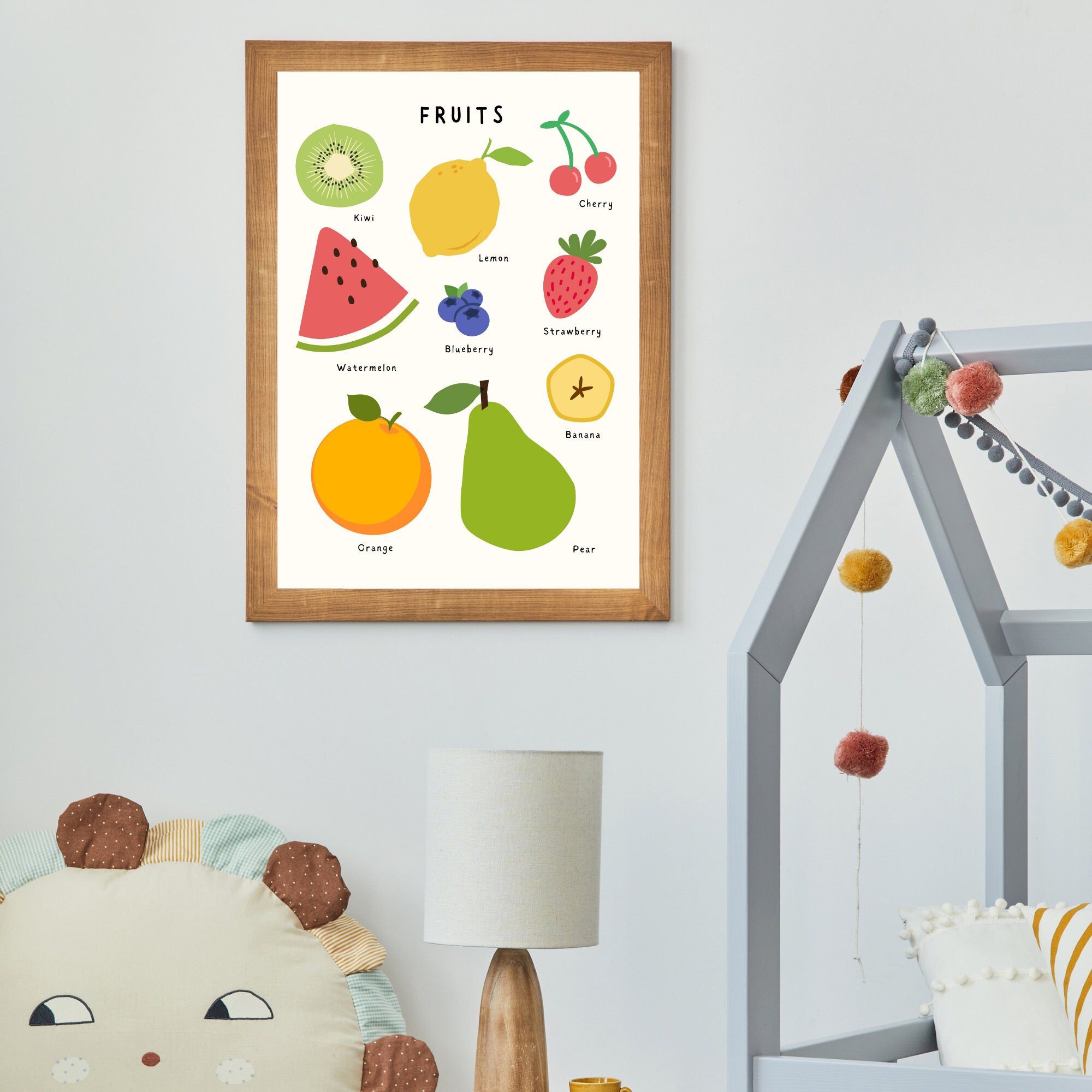 Fruits Educational Poster for Kids' Rooms, Fruits Educational Print for ...