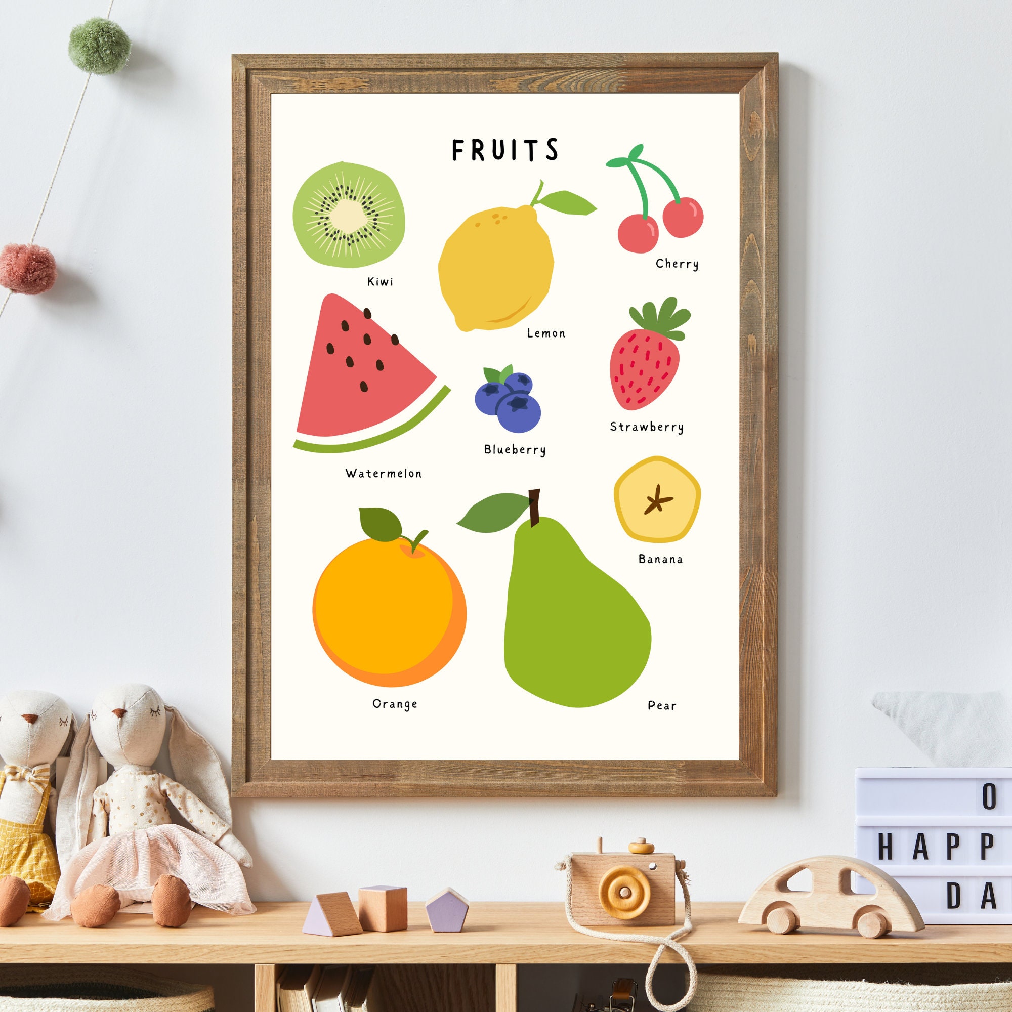 Fruits Educational Poster for Kids' Rooms, Fruits Educational Print for ...
