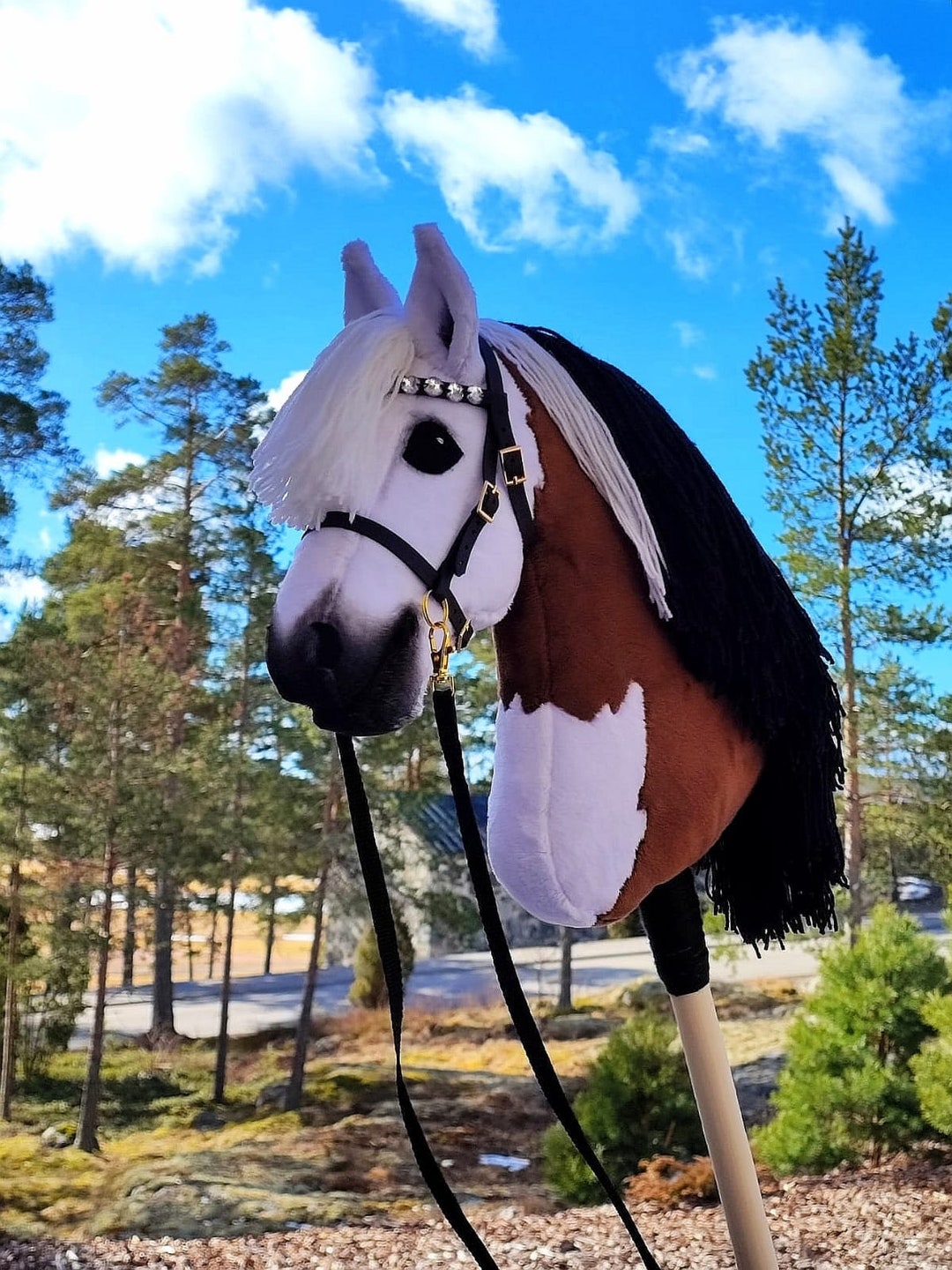 Beautiful White-brown Hobbyhorse. Made From High-quality Velbo Fabric ...