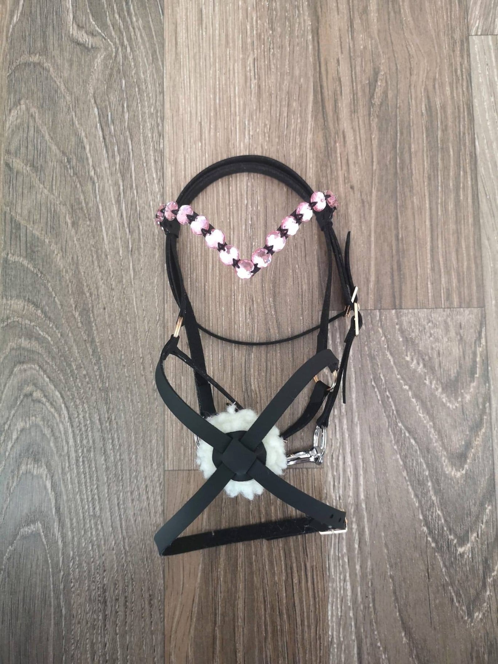 Black Real Leather Mexican Bridle With a Bit Diamonds on a V-shape ...