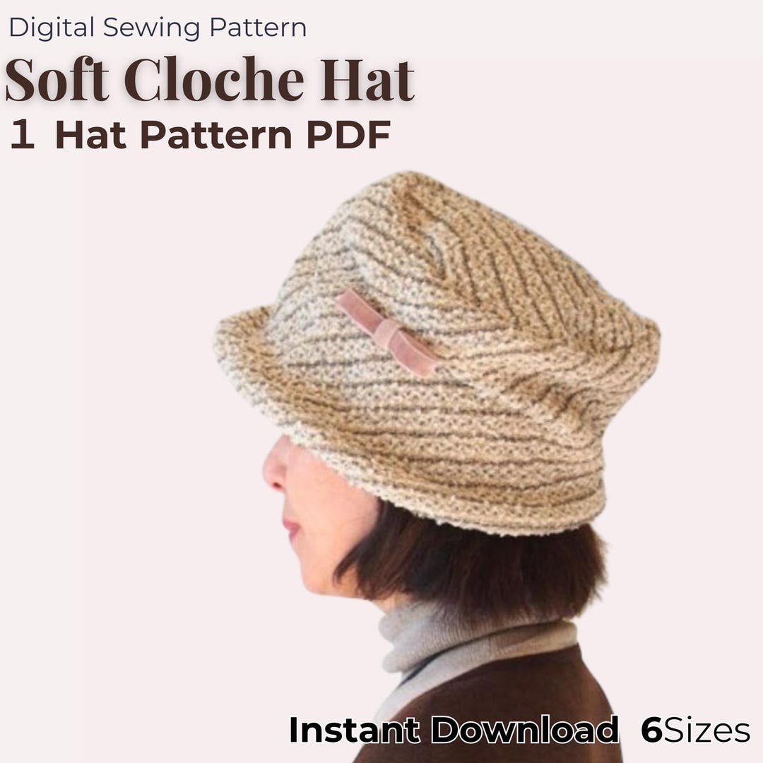 Cloche Hat Sewing Pattern PDF, Soft Brim Hat Pattern, 6 Sizes, Easy ...