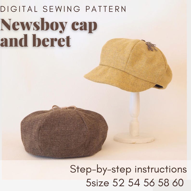 Newsboycap and Beret ,sewing Pattern and Instructions, Pdf Download Hat ...