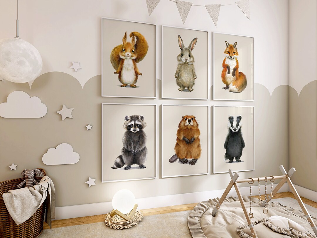 Woodland Animal Nursery Prints: Forest Watercolor Wall Art Playroom - Etsy