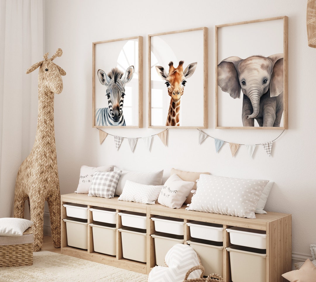 Safari Animal Prints for Nursery Set of 3, Safari Baby Nursery Wall ...