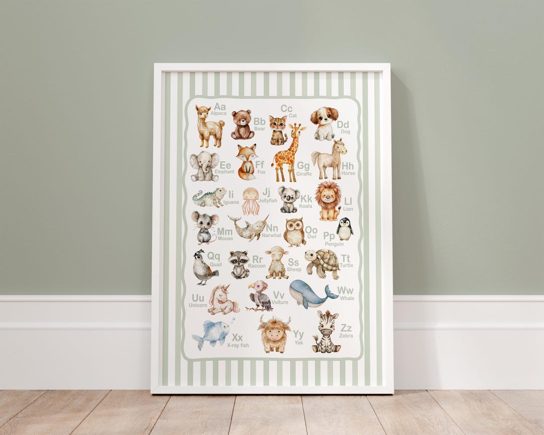 Animal Alphabet A-Z Educational Wall Art Print: 6 Colour Options - Etsy