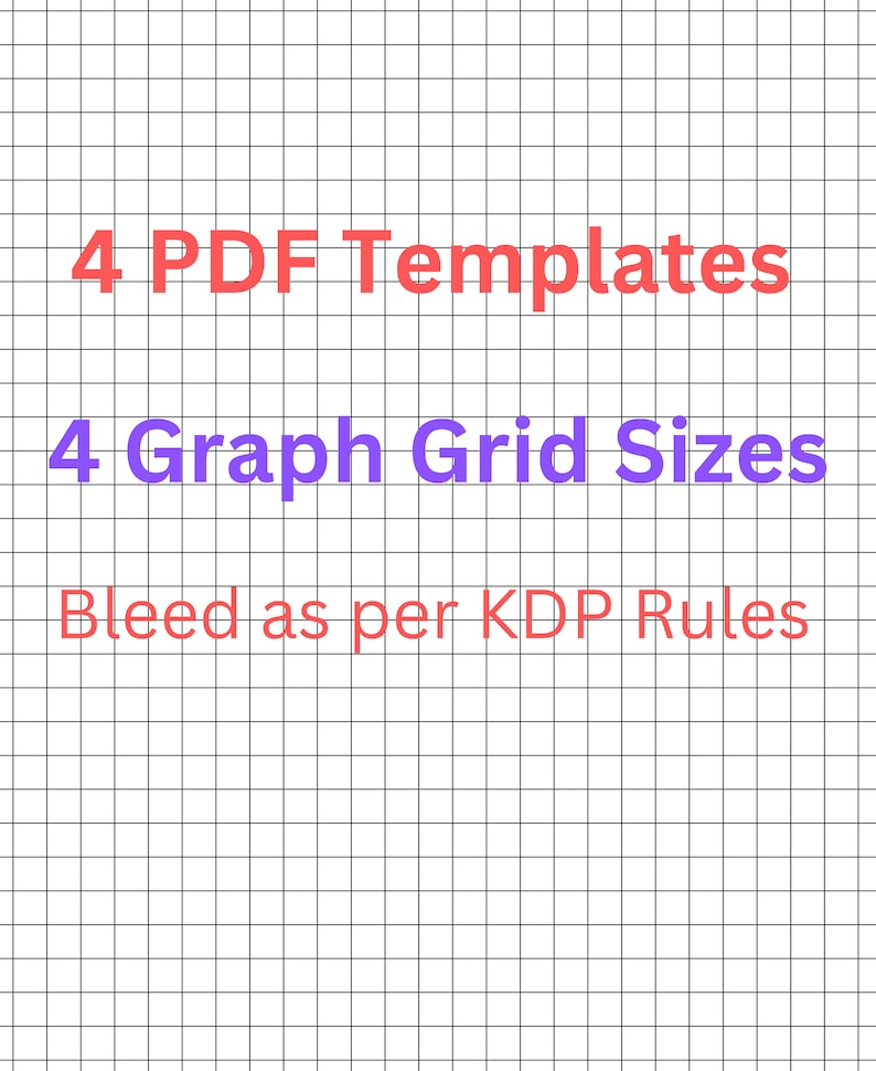 Graph Paper Quad Ruled 4 Grid Size 1/5 Inch, 1/4 Inch 1/3 Inch, 1/2 ...