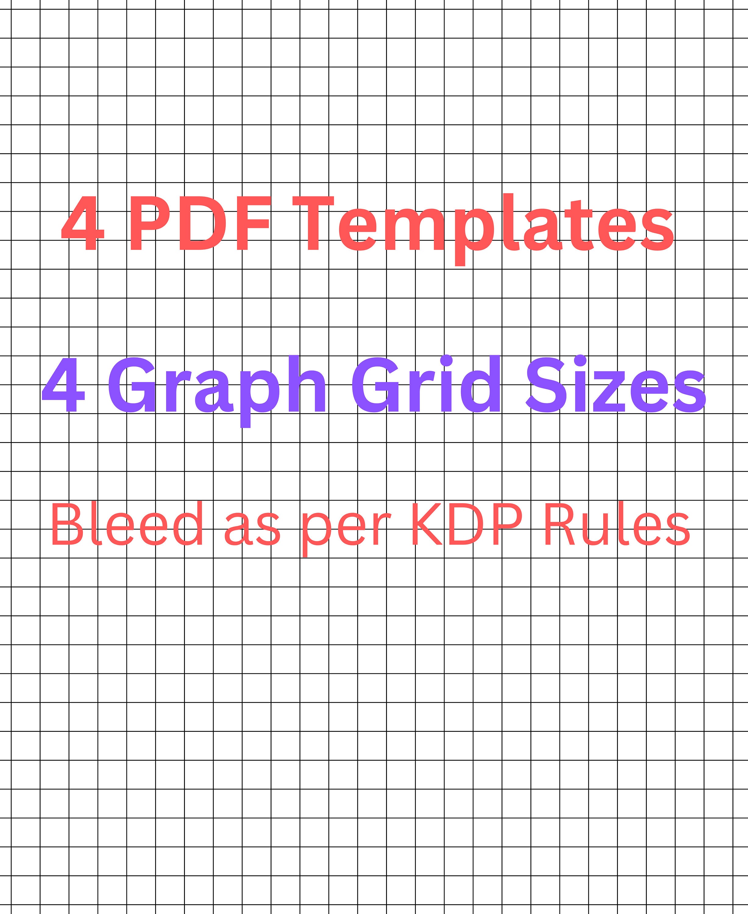 Graph Paper Quad Ruled 4 Grid Size 1/5 Inch, 1/4 Inch 1/3 Inch, 1/2 ...