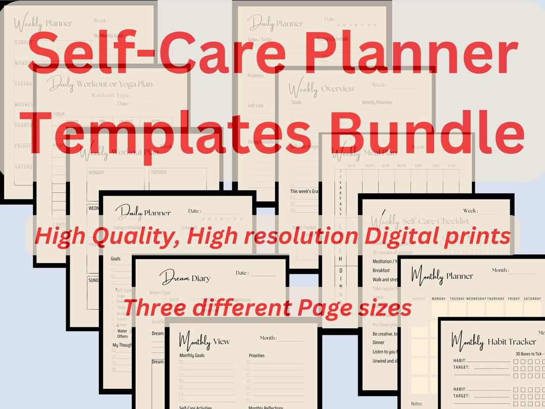 Daily Self-care Planner With Weekly Monthly Reflections Digital ...