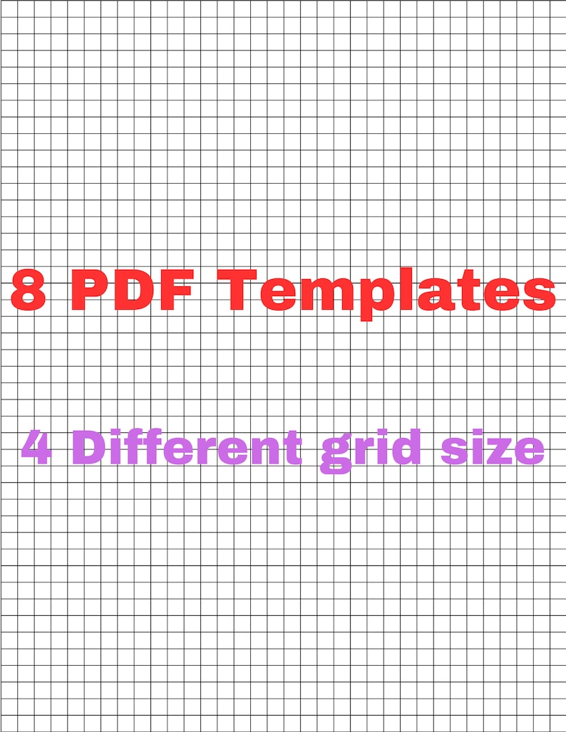 Graph Paper Quad Ruled 4 Grid Sizes 1/5 Inch, 1/4 Inch 1/3 Inch, 1/2 ...