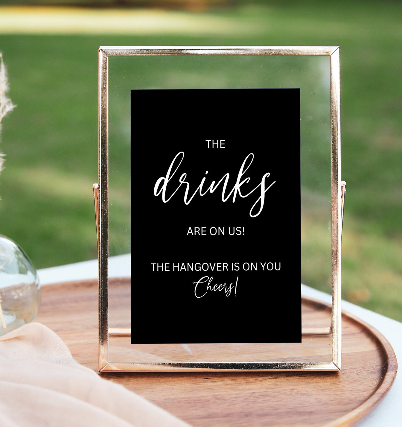 Drinks Are on Us 5X7 Bar Wedding Sign, Bar Menu Template, Modern Drink ...