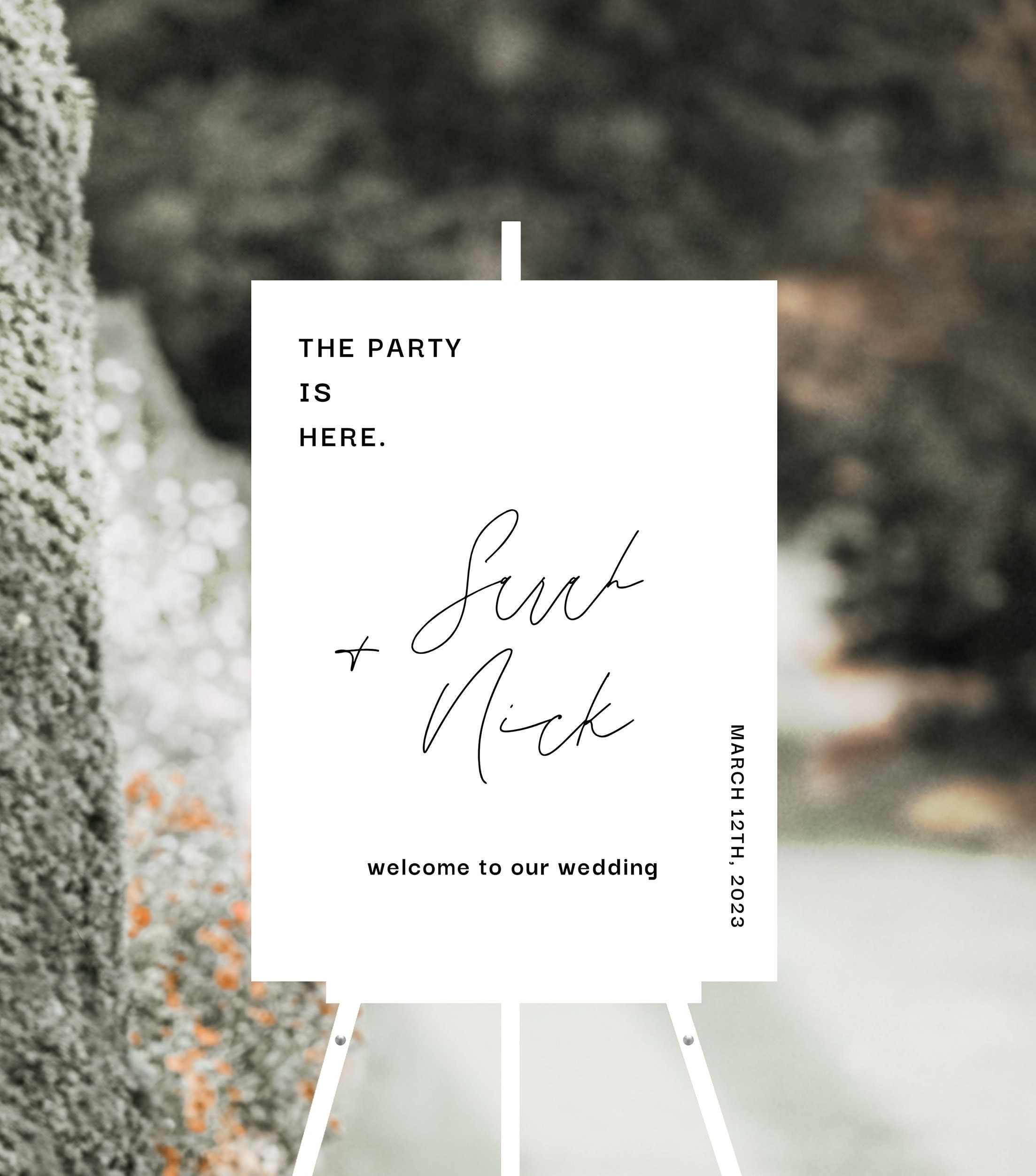 The Party is Here Wedding Ceremony Sign, Welcome to Our Wedding Sign ...