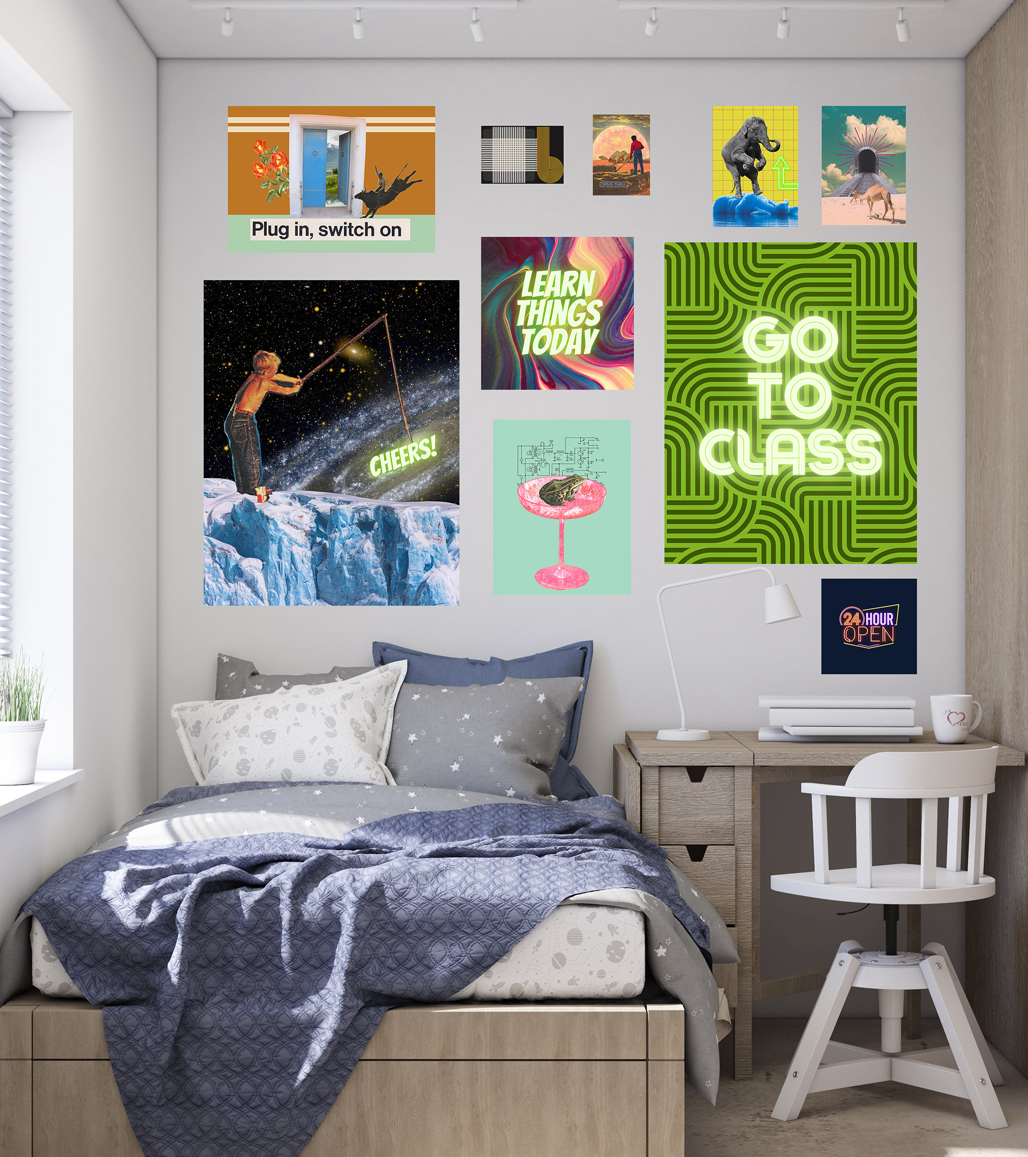 NEON Dorm Room Gallery Set INSTANT Digital Download Printable Posters ...